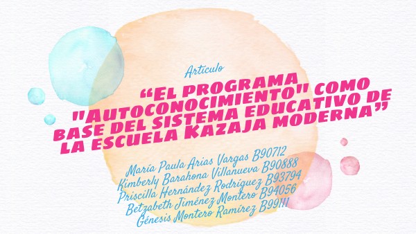 Artículo “El programa "Autoconocimiento" como base del sistema educati