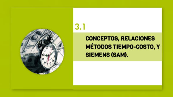 3.1 CONCEPTOS, RELACIONES MÉTODOS TIEMPO-COSTO, Y SIEMENS (SAM). | Genially