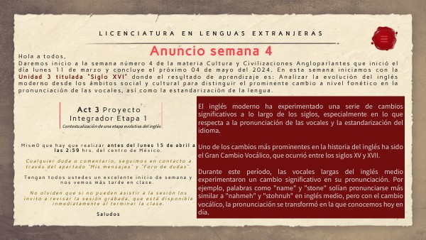 Anuncio semana 5 | Genially