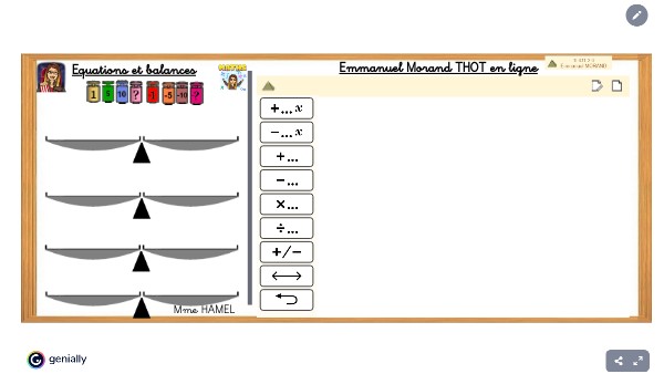 Equations et balances | Genially