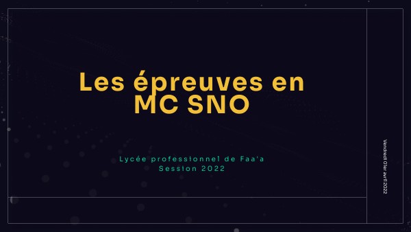 LES ÉPREUVES MC SNO | Genially