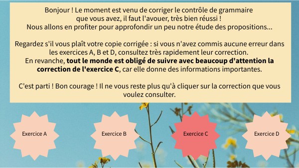 Correction du contrôle de grammaire | Genially