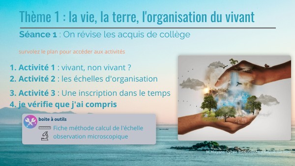 séance 1 organisation du vivant | Genially