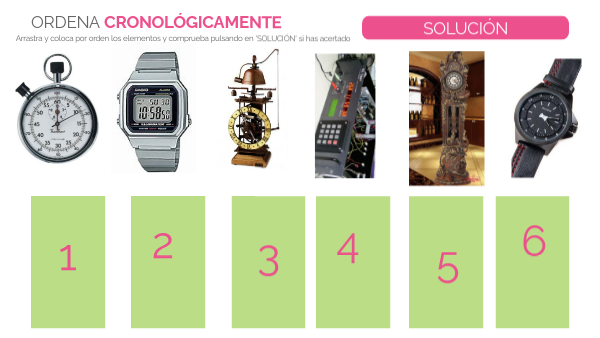 Ordena cronológicamente los relojes