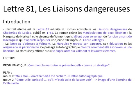 texte 15 : lettre 81, Liaisons dangereuses | Genially