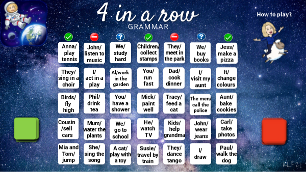 4 in a row GRAMMAR GAME