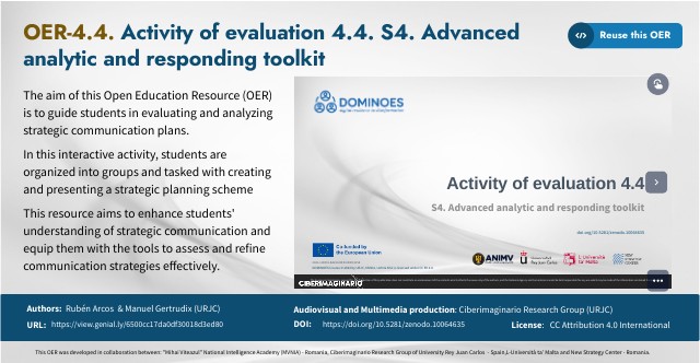 OER- 4.4 -Activity of evaluation 4.4. S4. Advanced analytic and respon