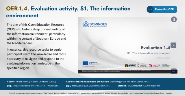 OER- 1.4 - Evaluation activity. S1. The information environment | Genially