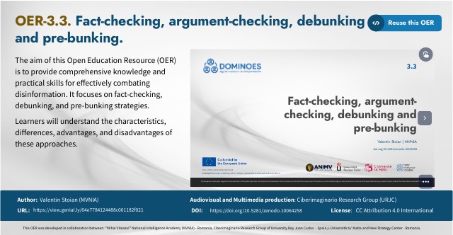 OER- 3.3 -Fact-checking, argument-checking, debunking and pre-bunking | Genially