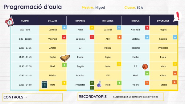 Planning setmanal | Genially