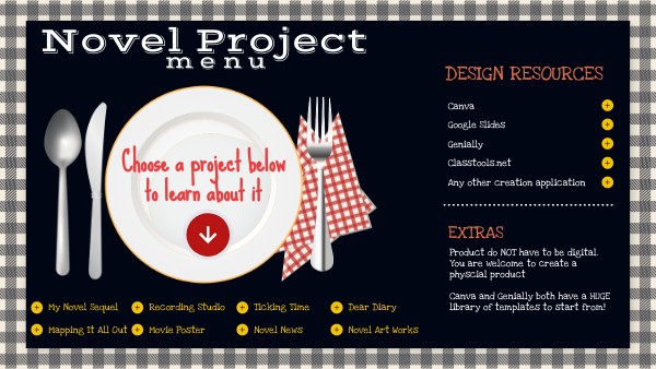 Novel Project Menu | Genially