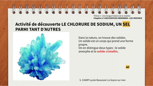 1ES Th1 Ch2 AD1 Le chlorure de sodium | Genially