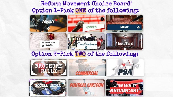 WMS 8th SS Reform Choice Board