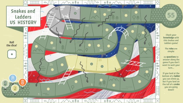 US History - Snakes and Ladders game