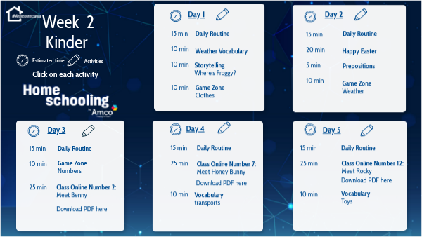 Planning Week 2 - Kinder | Genially