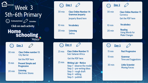 Planning Week 3 - 5th-6th | Genially