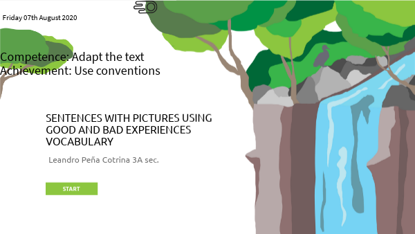 SENTENCES WITH PICTURES USING GOOD AND BAD EXPERIENCES VOCABULARY