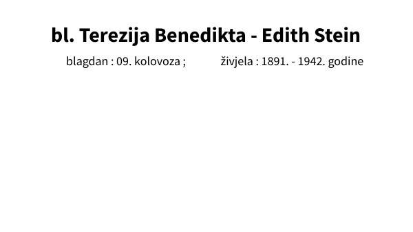 Terezija Benedikta - Edith Stein