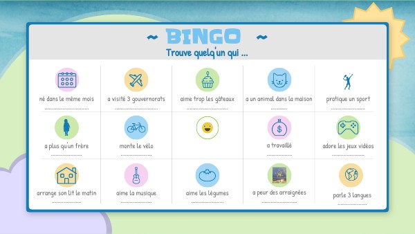 Bingo brise-glace éducation | Genially