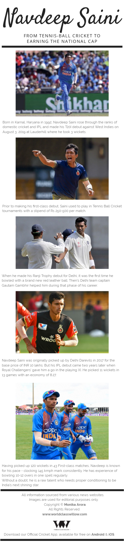 Navdeep Saini: From Tennis-ball cricket to earning the national cap ...