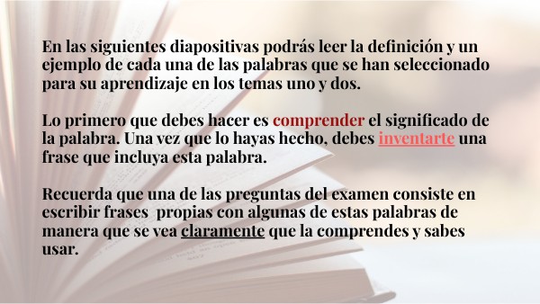 VOCABULARIO (1 y 2) | Genially