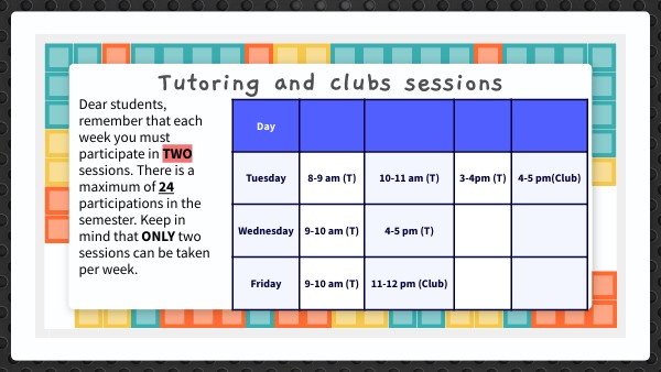 Schedule English 2-3