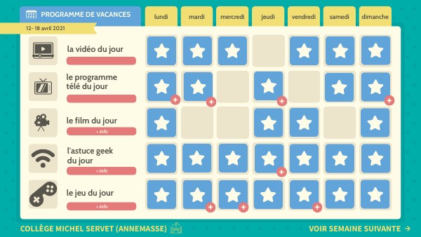 Programme de vacances au collège Michel Servet (avril 2021) | Genially
