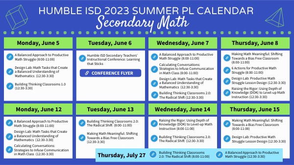 2023 Summer PL June Schedule