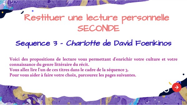 Restituer une lecture personnelle 2nde | Genially