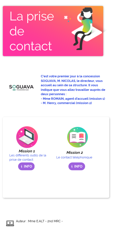 la prise de contact | Genially