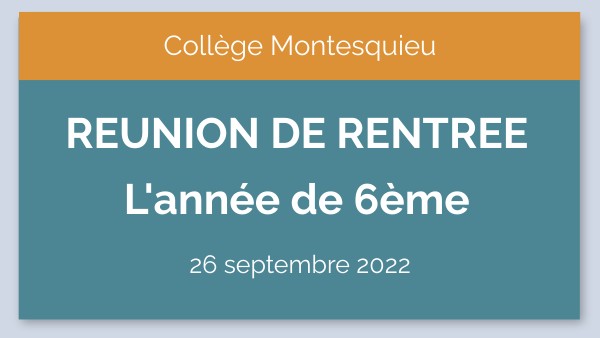Réunion de rentrée | Genially