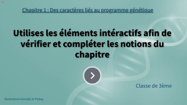 Notions de chromosomes, ADN, caryotypes et gènes | Genially