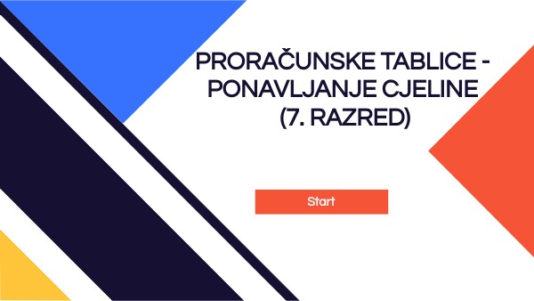 Proračunske tablice - 7. razred (ponavljanje cjeline) | Genially