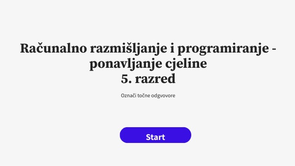Računalno razmišljanje i programiranje - 5. razred-Ponavljanje cjeline ...