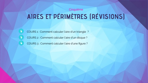 5ème Aires et périmètres | Genially