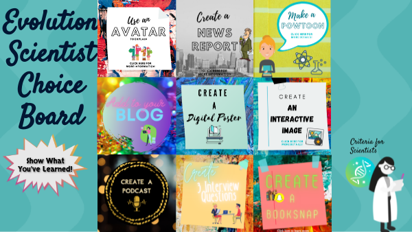 Evolution Scientist Choice Board (BIO) copy copy