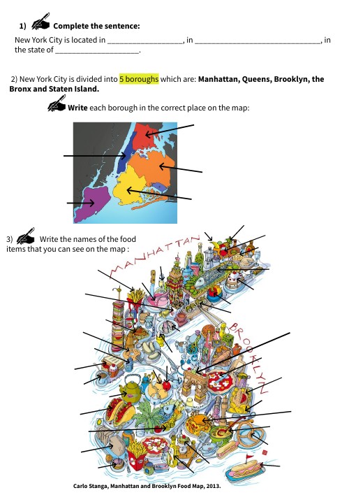 Worksheet NYC Street food | Genially