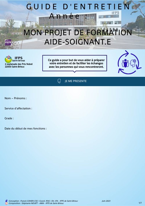 Guide d'entretien projet formation AS 2023-24