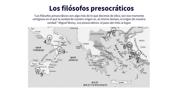 Mapa con los filósofos presocráticos | Genially