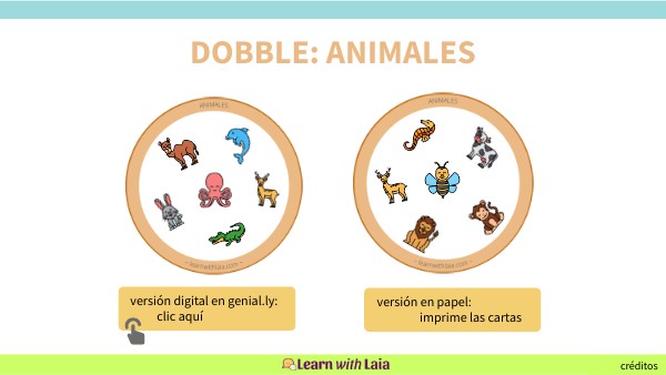 PDF - DOBBLE -- animales | Genially