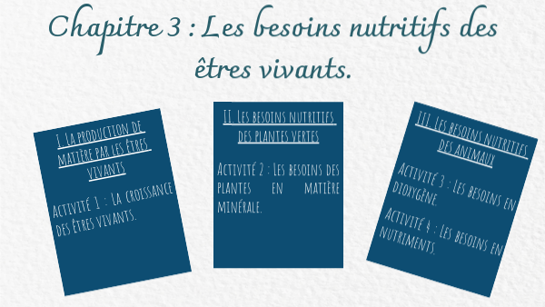 Besoins des êtres vivants 5ème | Genially