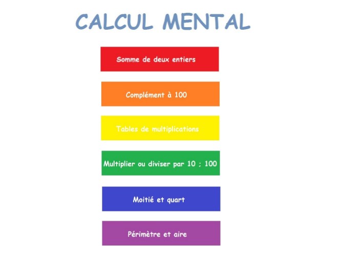 6e Calcul mental