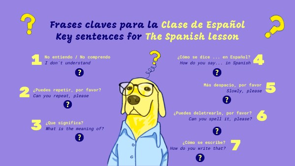 Key sentences for a Spanish lesson