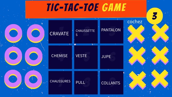 Copie -UNFORM VOCABULARY- TIC-TAC-TOE GAME 3eme