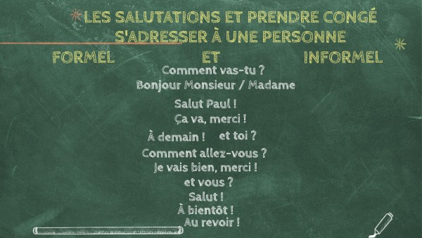 salutations et prendre congé