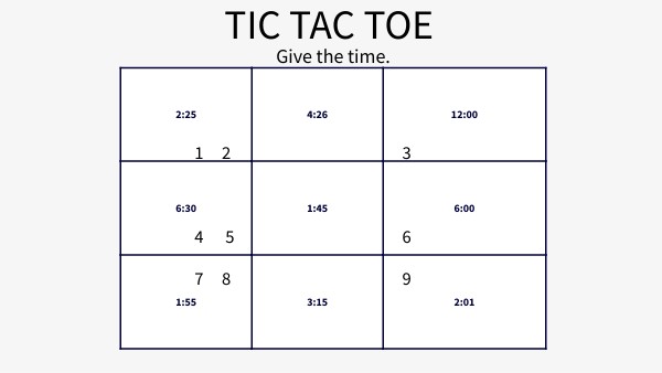 telling time tic tac toe | Genially