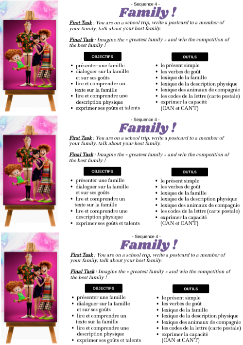 feuille séquence élèves 600 Family | Genially