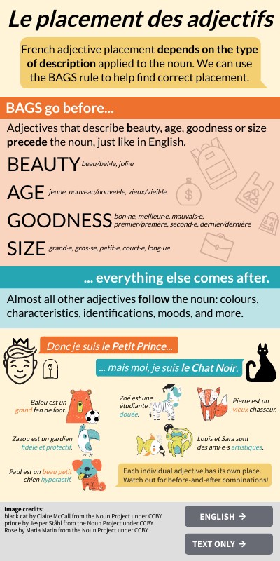 French adjective infographic | Genially