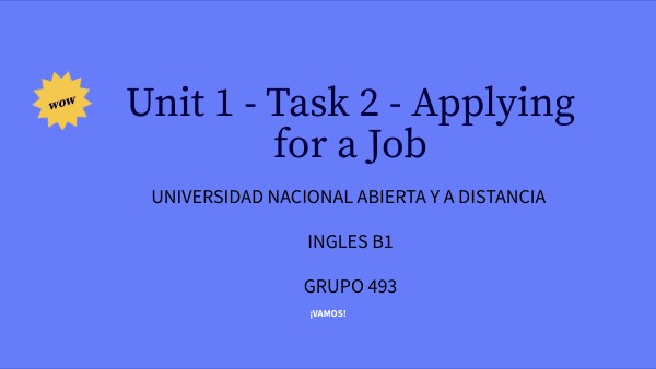 Task 2 - Applying for a Job | Genially