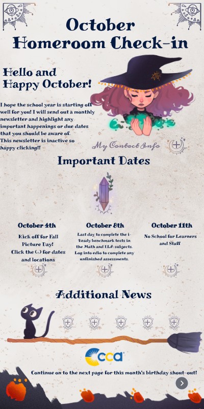 October Homeroom Check-in | Genially